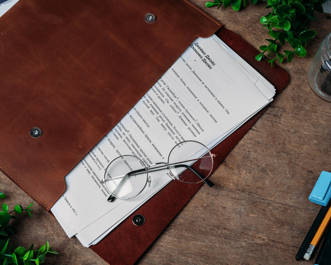 Leather Portfolio Document Organizer A4 Document Holder Paper - Etsy