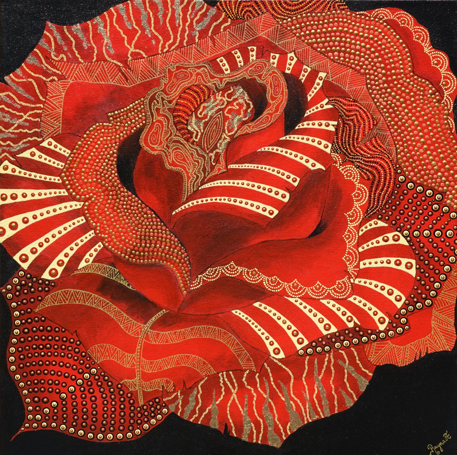 Rose in Bloom, Abstract Painting, Original Acrylic Painting, Flower ...