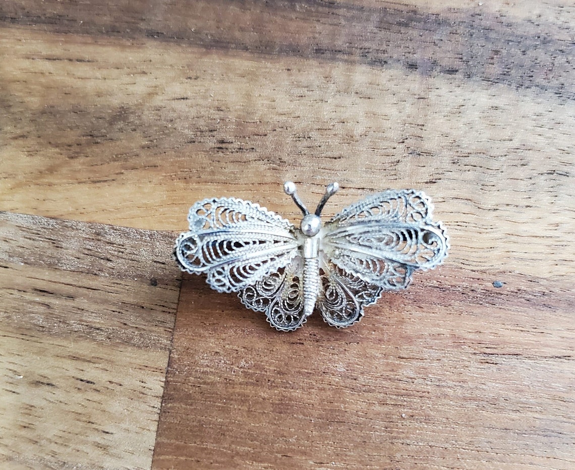 Lacey Sterling Silver Butterfly Brooch ~ Vintage - Etsy