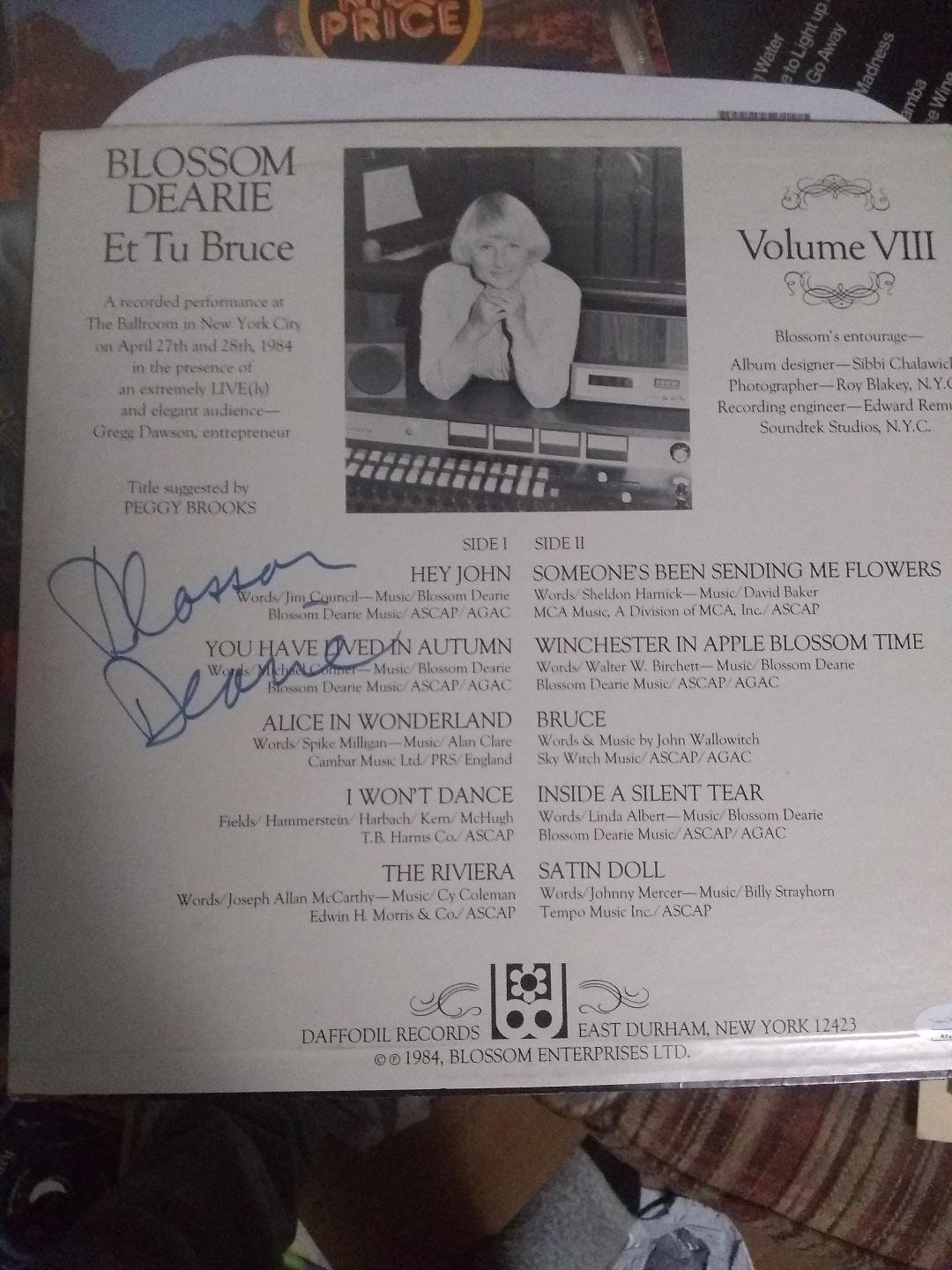 JSA Certified Signed Blossom Dearie Et Tu Bruce Volume VIII Vinyl Record Album Lp COA Vol 8 ...