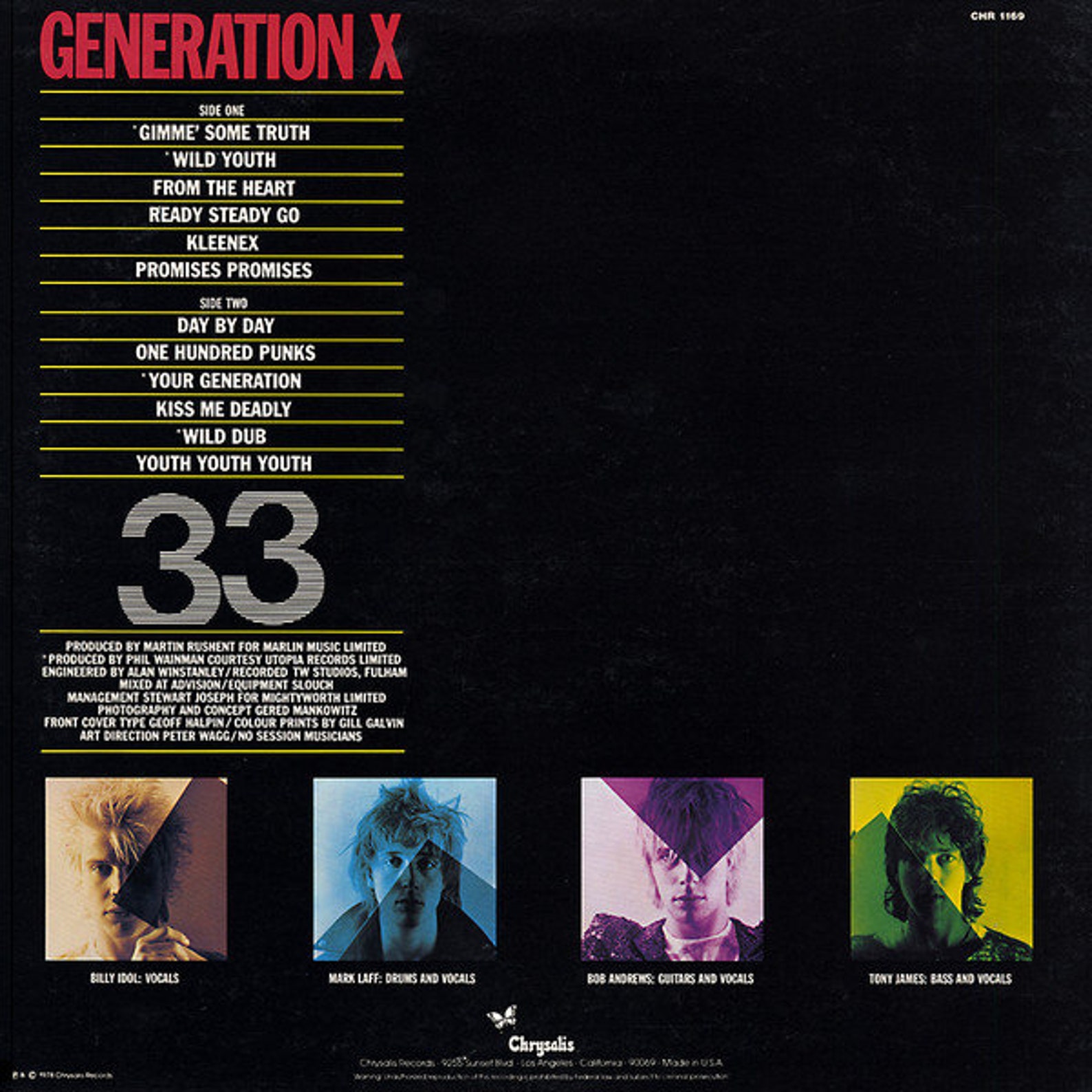 NM Billy Idol Generation X Self Titled S/T Orig Pressing Vinyl Record ...
