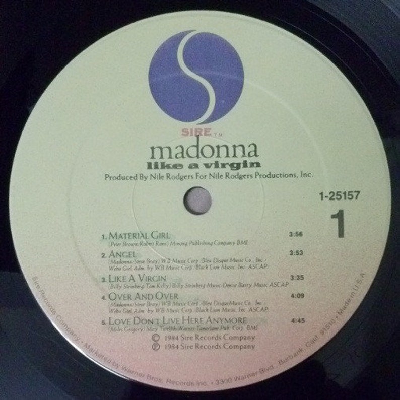 Madonna Like a Virgin Orig Pressing Vinyl Record Album Lp W/ Lyric ...