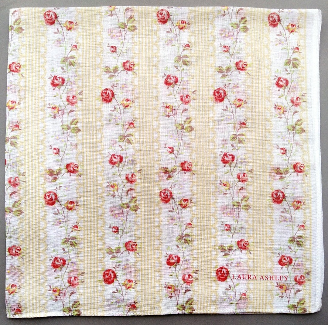 Laura Ashley Vintage Floral Roses Cotton Handkerchief (20.5 X 20 Inches ...