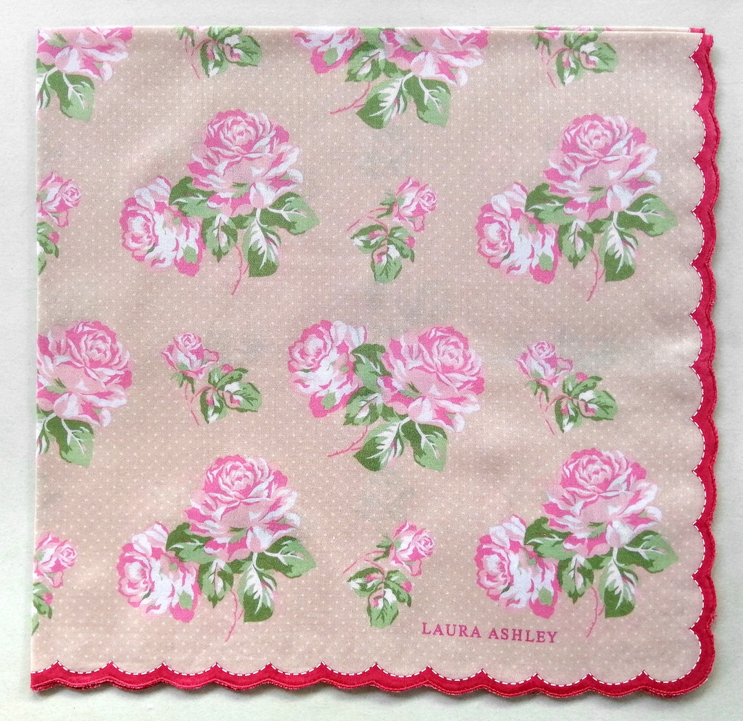 Vintage Laura Ashley Handkerchief 2000s Roses Floral 23 X 22.5 Inches ...