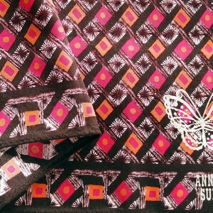 Anna Sui Vintage Handkerchief Butterfly Pink Motif 19.5 X 18 Inches ...