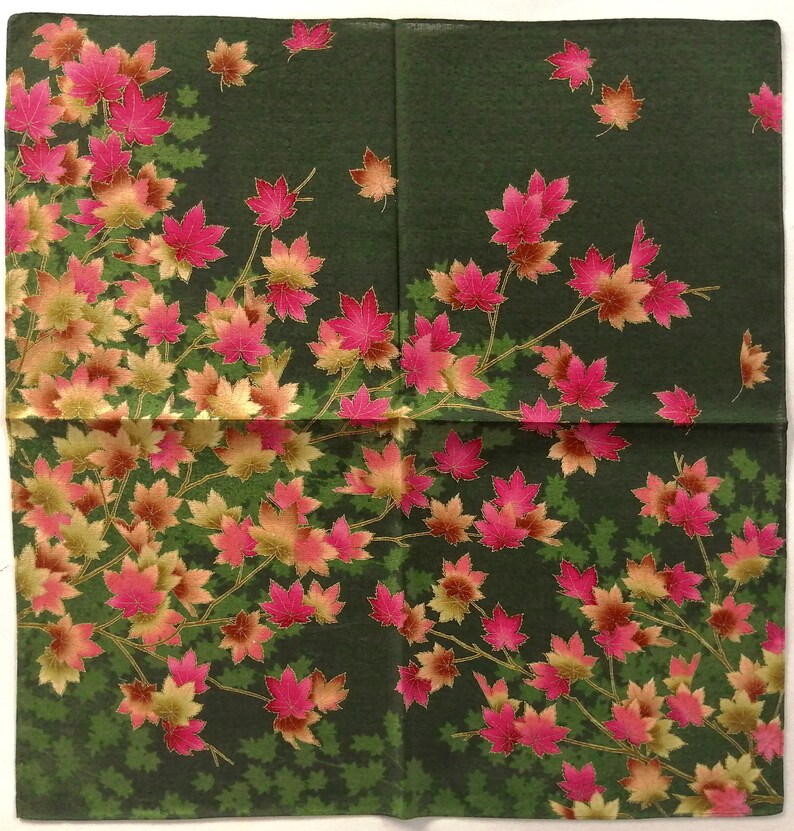 Japanese Vintage Handkerchief Maple Leaves Autumn Kimono Pocket 21 X 20 ...