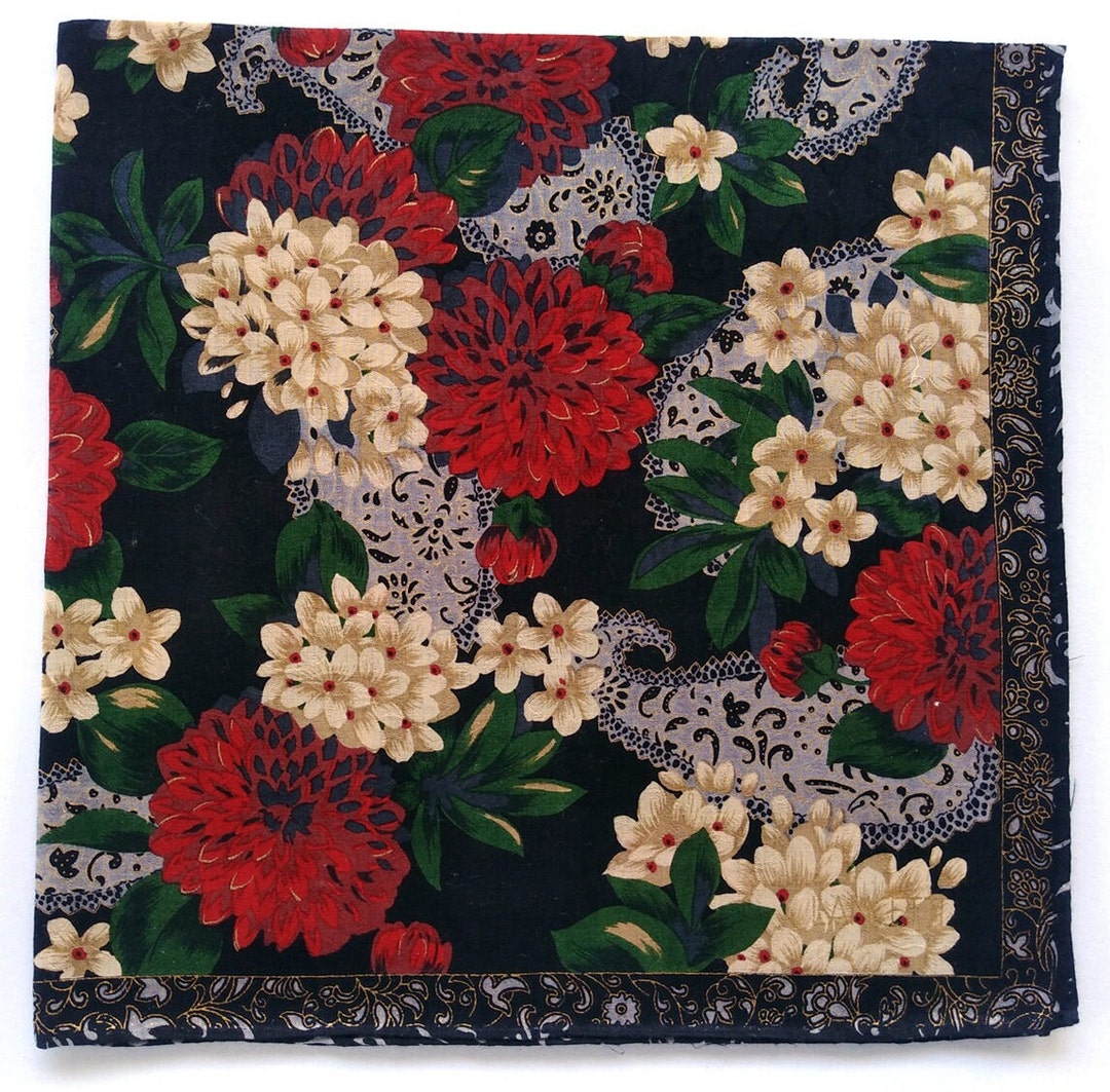 Vintage Floral Handkerchief - Lancetti Early 2000s Cotton 21 X 21 ...