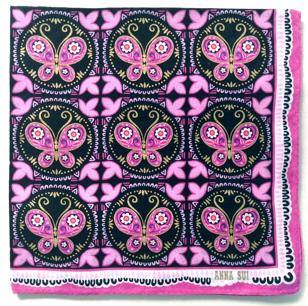 Vintage Anna Sui Handkerchief – Butterfly Motif – Designer Accessory ...