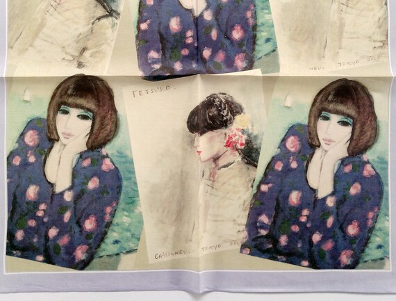 Portrait de Tetsuko Tokyo 1981 Vintage Handkerchief A… - Gem