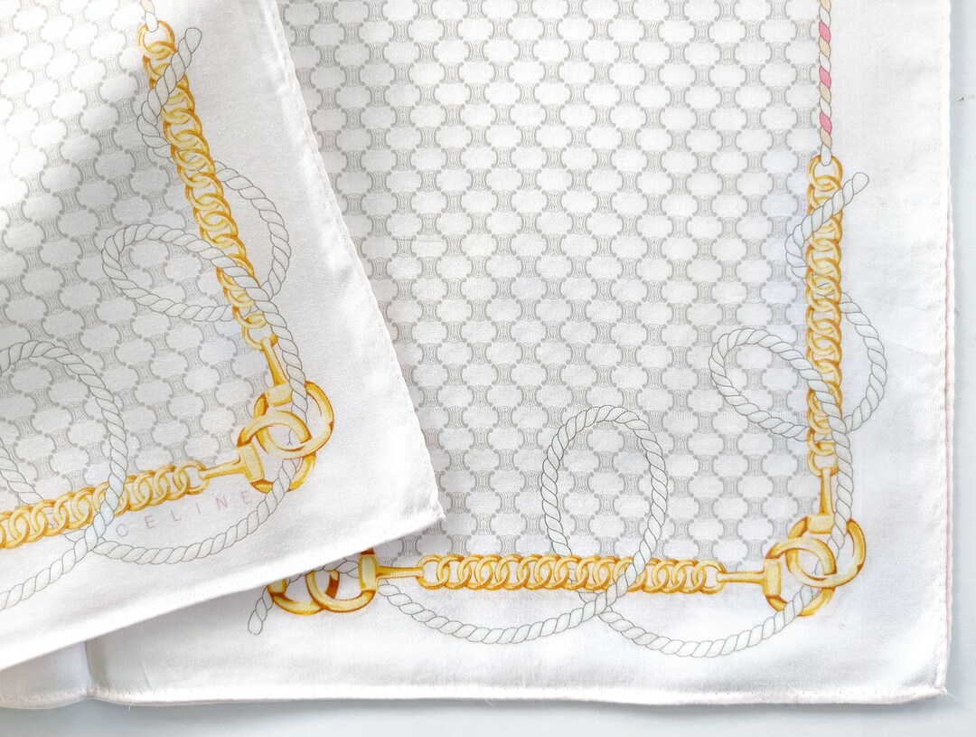 Celine Vintage Handkerchief Logo Monogram Beige 19.5 X 19.5 I Free ...