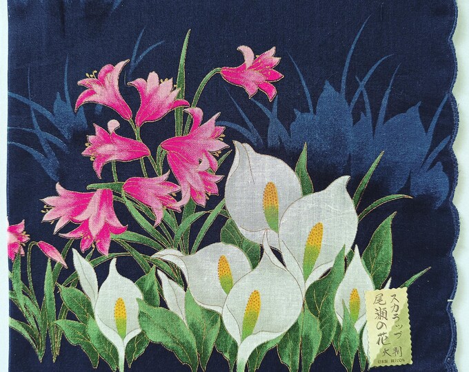 Japanese Vintage Handkerchief Calla Lily, Pink Lily 21 X 20 Inches I ...