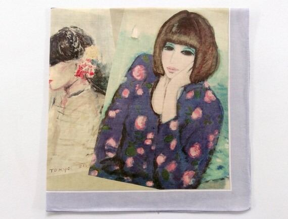 Portrait de Tetsuko Tokyo 1981 Vintage Handkerchief A… - Gem