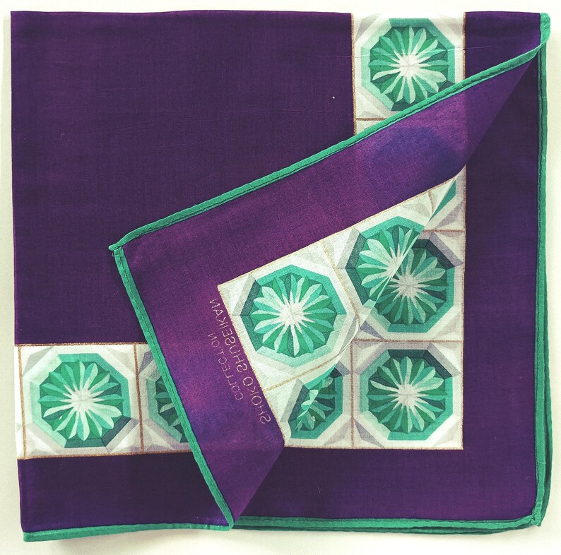 Vintage Japanese Handkerchief: Shoko Shuseikan Geometric Floral Cotton ...