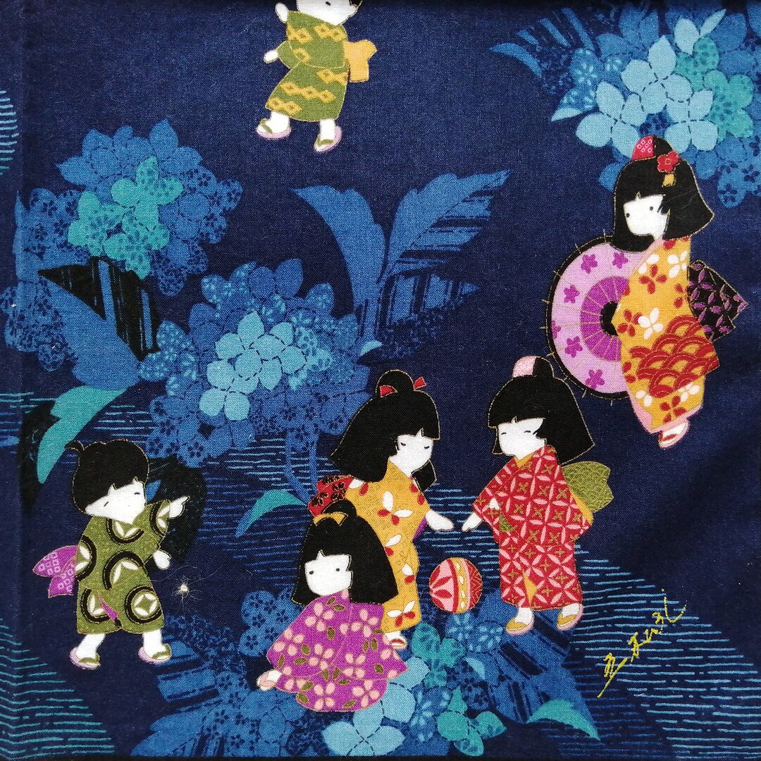 Japanese Vintage Handkerchief Kids Kimono Temari Ball 20.5" X 20" I ...
