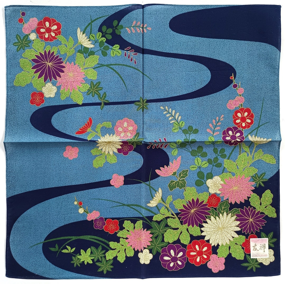 Japanese Vintage Handkerchief Japanese Floral Cherry Blossom Kimono 21. ...