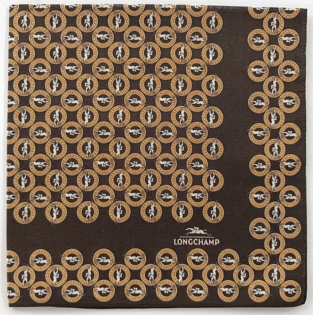 Longchamp Vintage Handkerchief Pocket Square Monogram Logo 18 X 18 ...