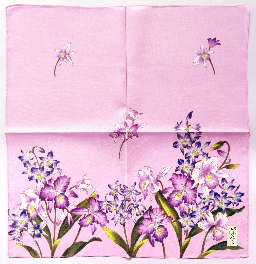 Vintage Japanese Handkerchief Orchids Flowers Kimono 21 - Etsy
