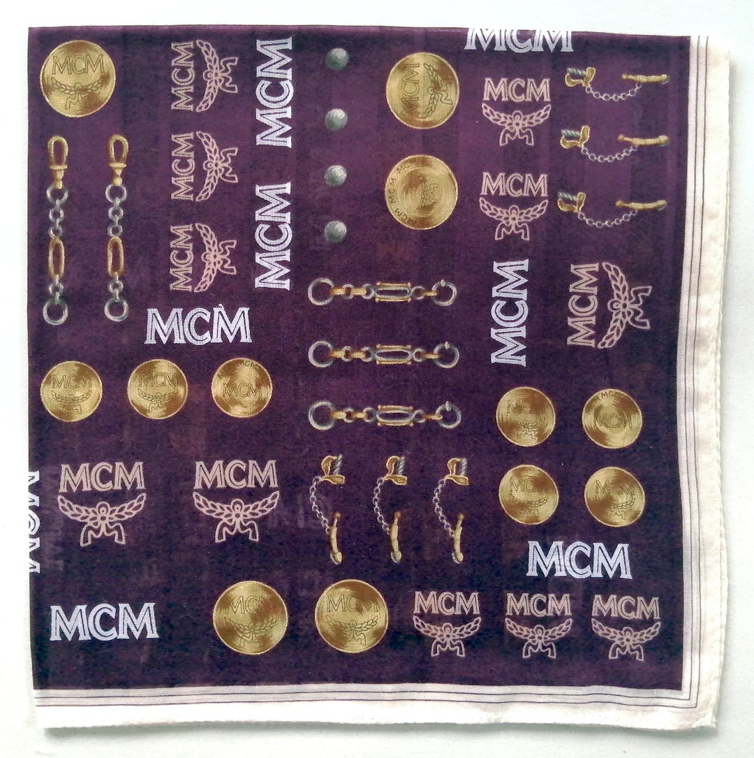 MCM Vintage Handkerchief Coins Logo 20 X 19 Inches I Free Delivery on ...