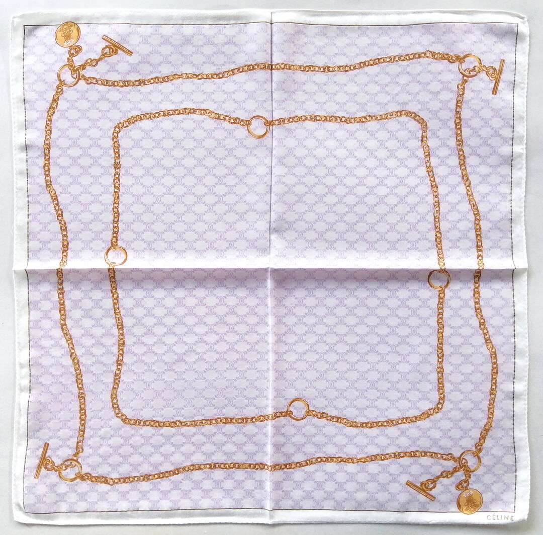 Celine Paris Vintage Handkerchief Gold Chain Purple 23 X - Etsy