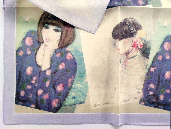 Portrait de Tetsuko Tokyo 1981 Vintage Handkerchief A… - Gem