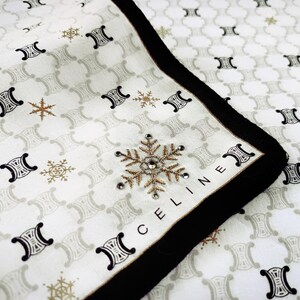 Celine Vintage Scarf Monogram Logo and Snowflake 23 X 22.5 Inches I ...