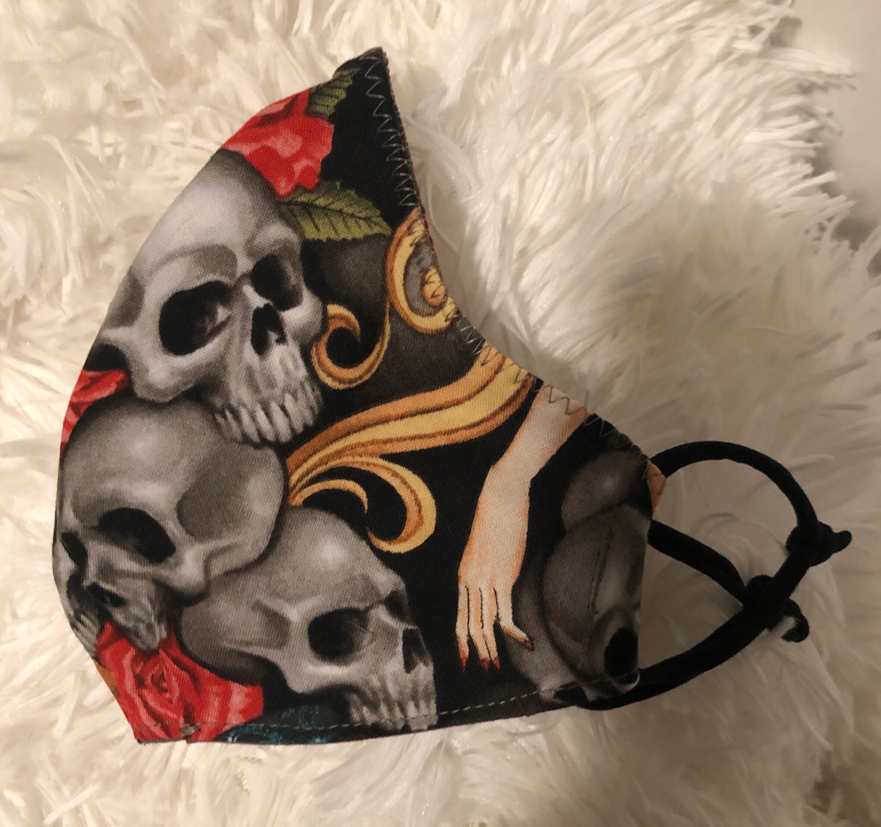 Face Mask, Day of the Dead Print Comfortable Washable Cotton, Hand Made ...