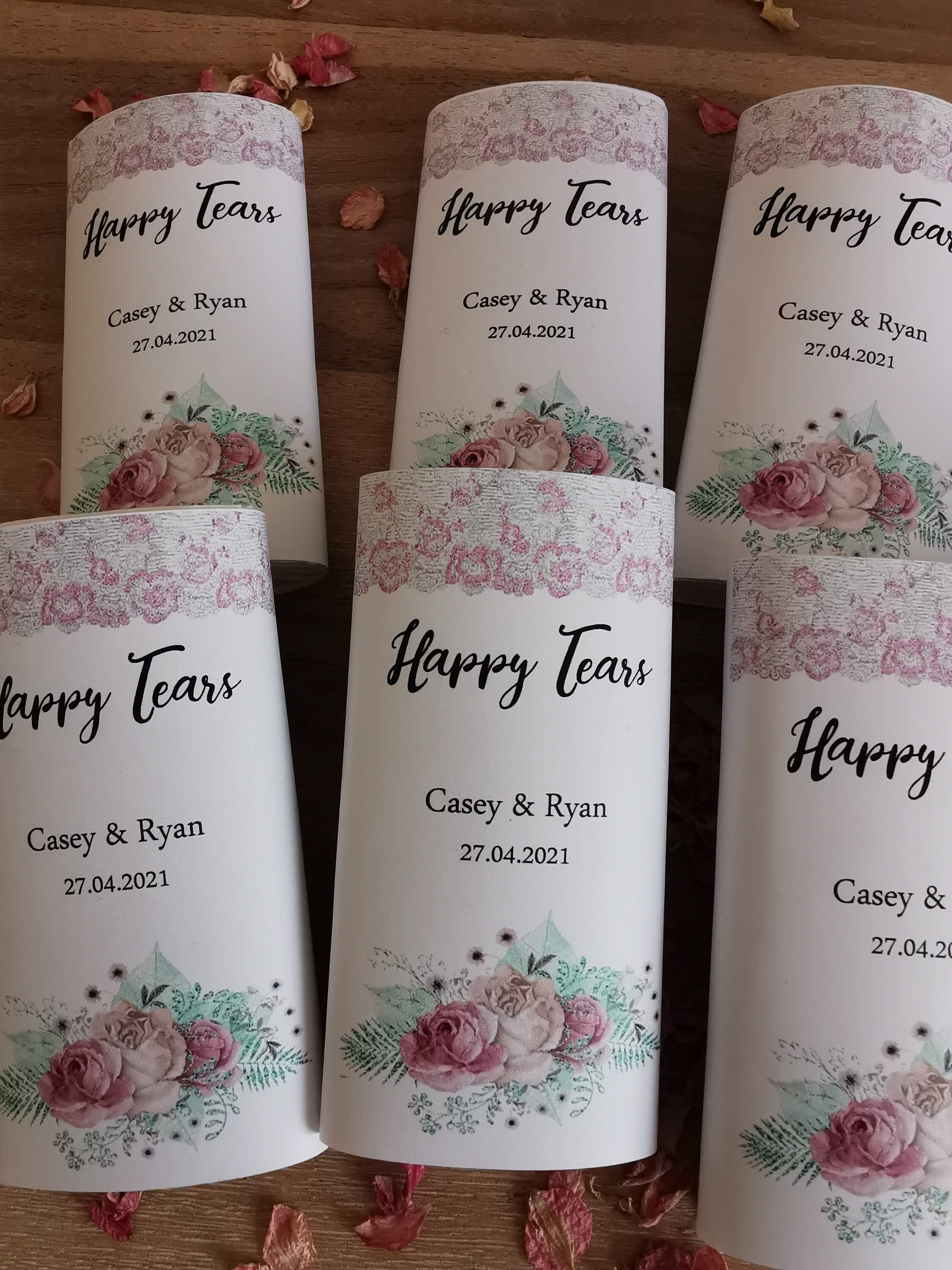 5 Packs of Floral Personalised Wedding Pocket Tissues. - Etsy