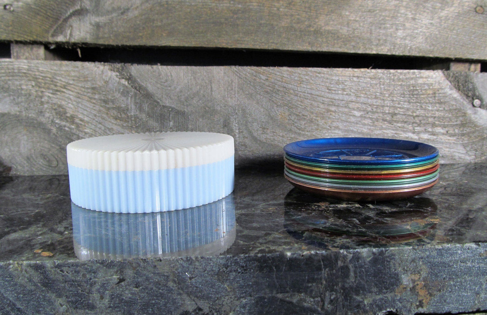 Retro Stackable Coasters With Container and Lid, Small Beverage Trays ...