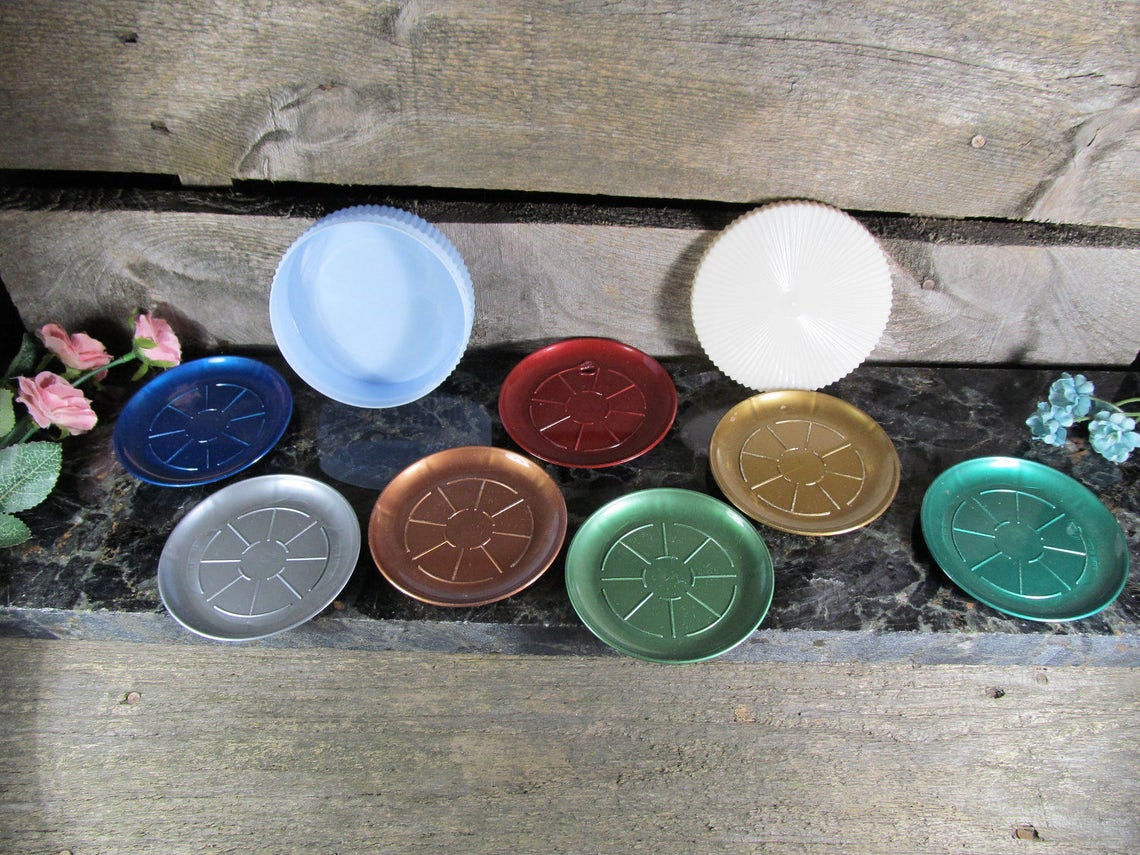 Retro Stackable Coasters With Container and Lid, Small Beverage Trays ...