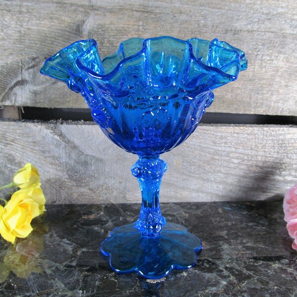 Blue Glass Compote - Etsy