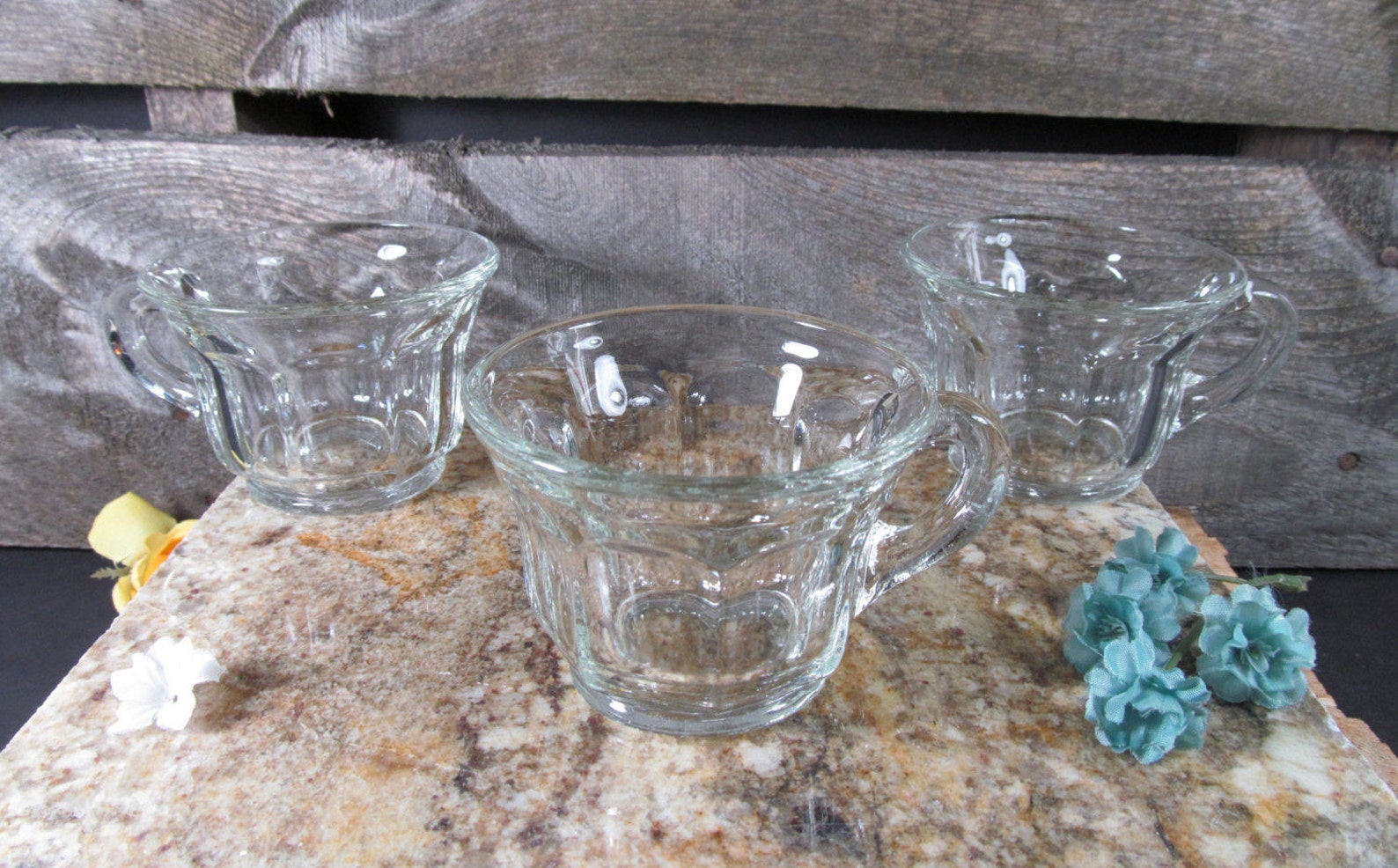Clear Glass, Set of 3 Snack Set, Tea Cups, Juice Cups, Serving Glasses ...