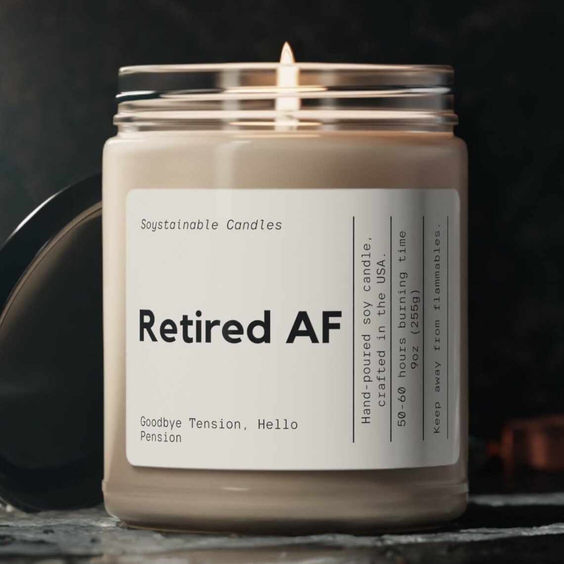 Retired AF Candle | Goodbye Tension, Hello Pension | Funny Retirement ...