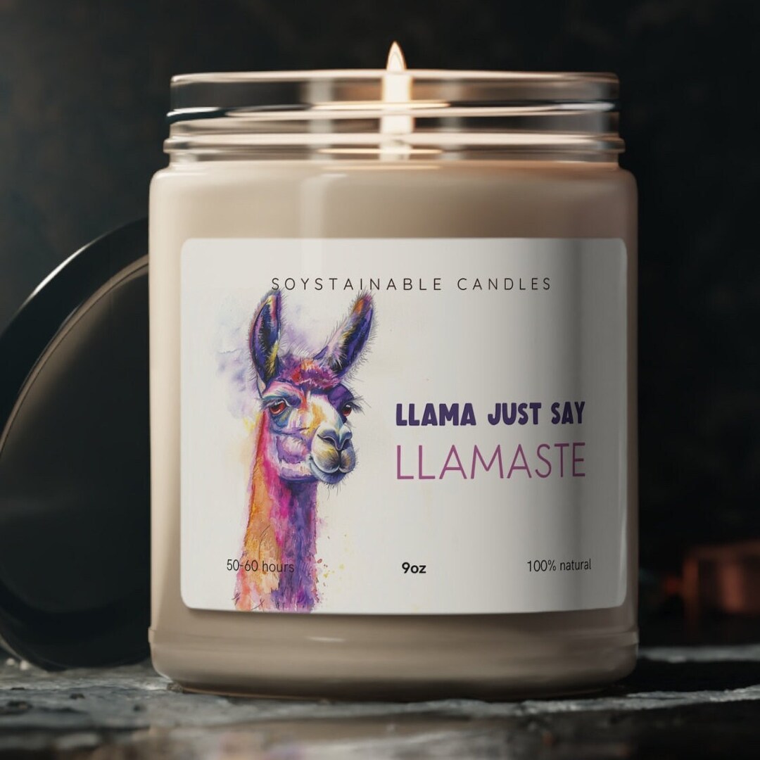 Llama Just Say, Llamaste Candle, Funny Yoga Gift, Scented Soy Candle ...