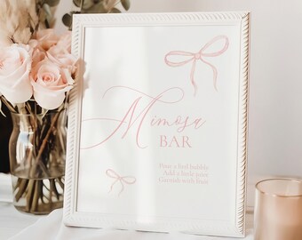 Mimosa Bar Menu Sign She's Tying the Knot Bridal Shower Card, Blush ...