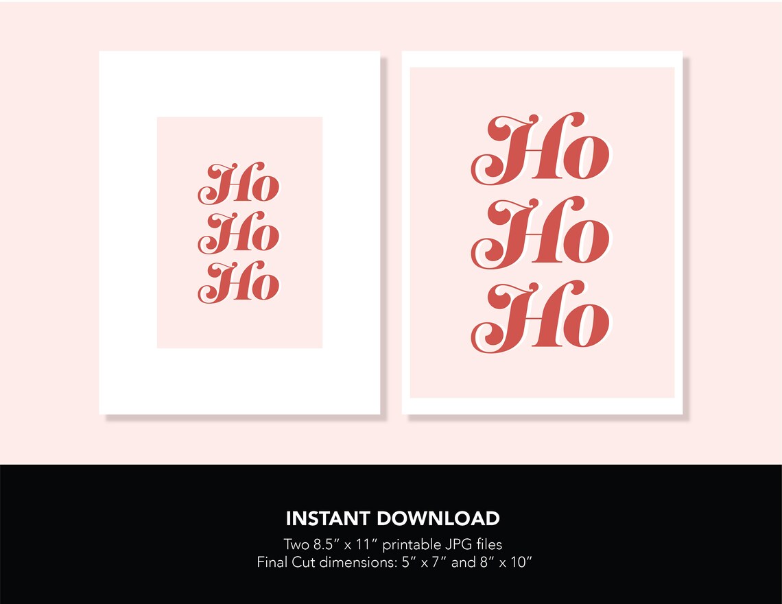 Ho Ho Ho Printable Christmas Sign | Printable Holiday Wall Art - Etsy