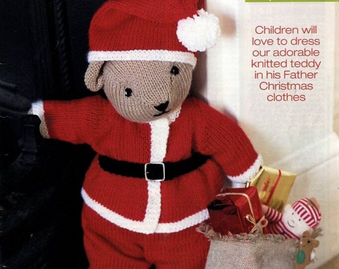 Knit Teddy Bear Santa for Christmas Toy Gift or Holiday Home Decor ...