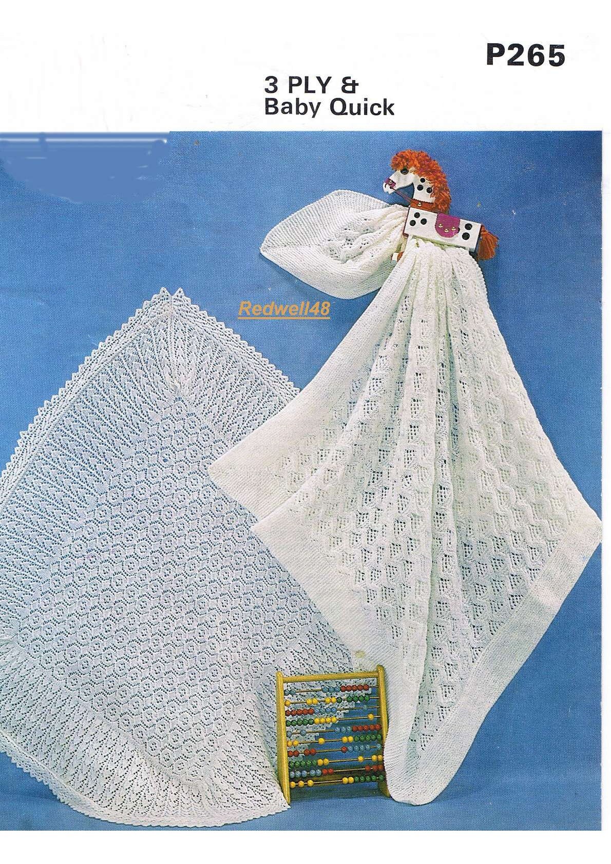 Digital knit pattern baby shawls 3 ply and double quick baby | Etsy