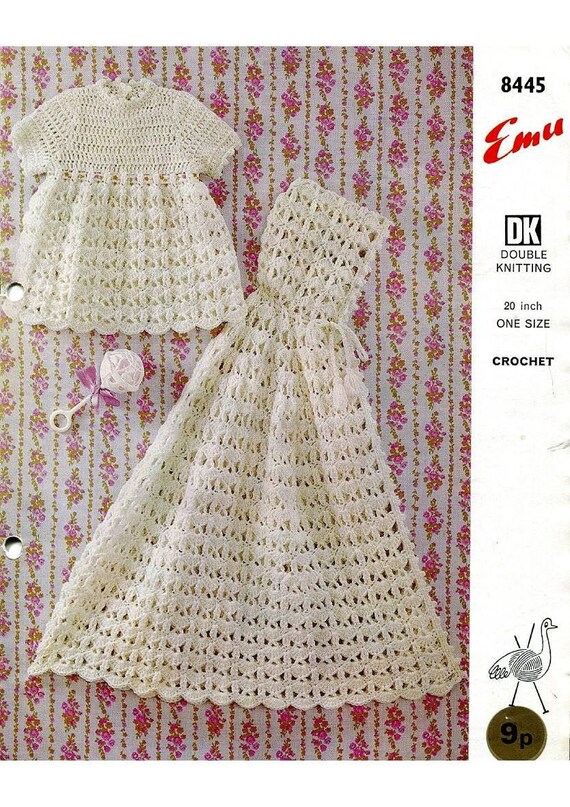 Vintage Crochet Emu Baby Dress and Carrying Cape Instant | Etsy