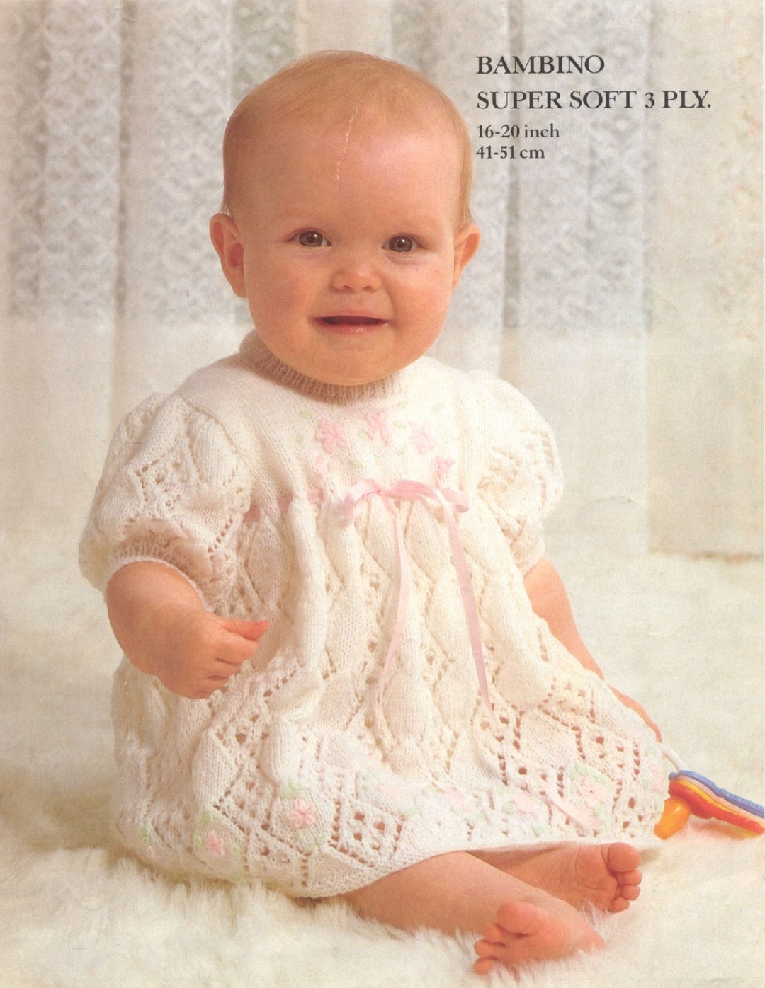 Vintage Knit 3 Ply Baby Dress 13515 Knitting Pattern Instant Download ...