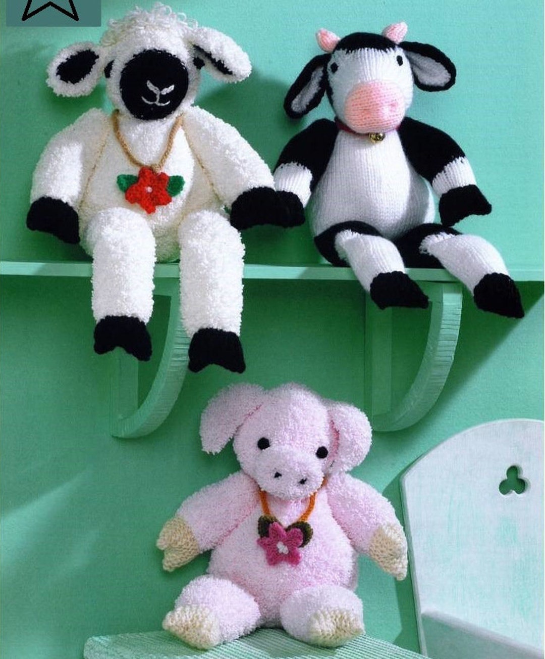 Knit Farmyard Toys Pdf Pig Sheep Cow Plush Bulky DK Instant Download ...