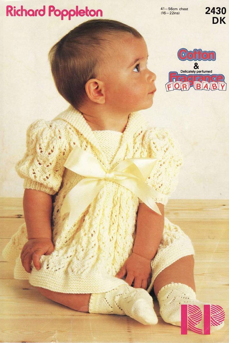 Poppleton 2430 Vintage Knit Baby Dress Only Knitting Pattern | Etsy