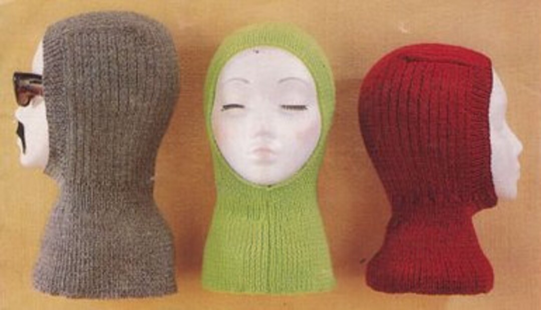 Knit Vintage 2 Needle Balaclava Child and Adult Sizes Instant Download ...