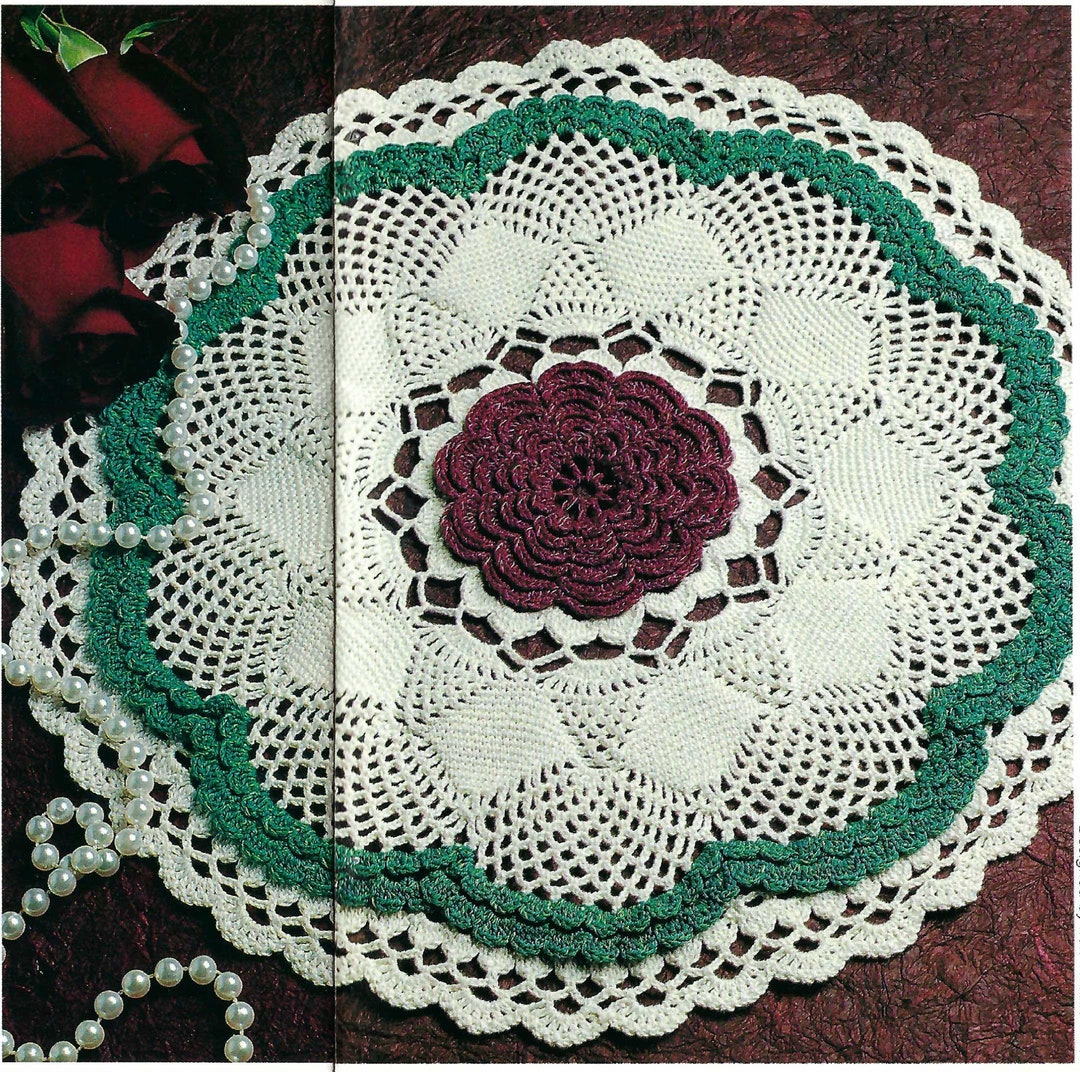 Vintage Crochet Rose Center Doily Instant Download Crochet Pattern - Etsy
