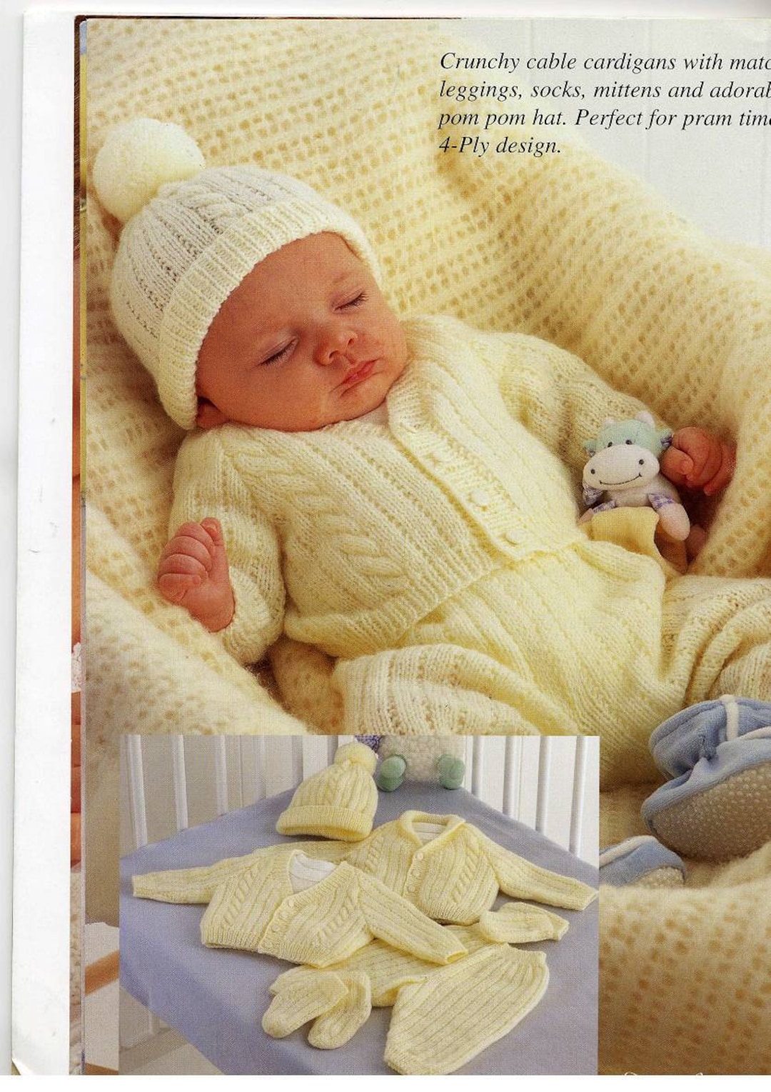 Download PDF Knitting Pattern Baby 4 Ply Cable Cardigan Set to Knit ...