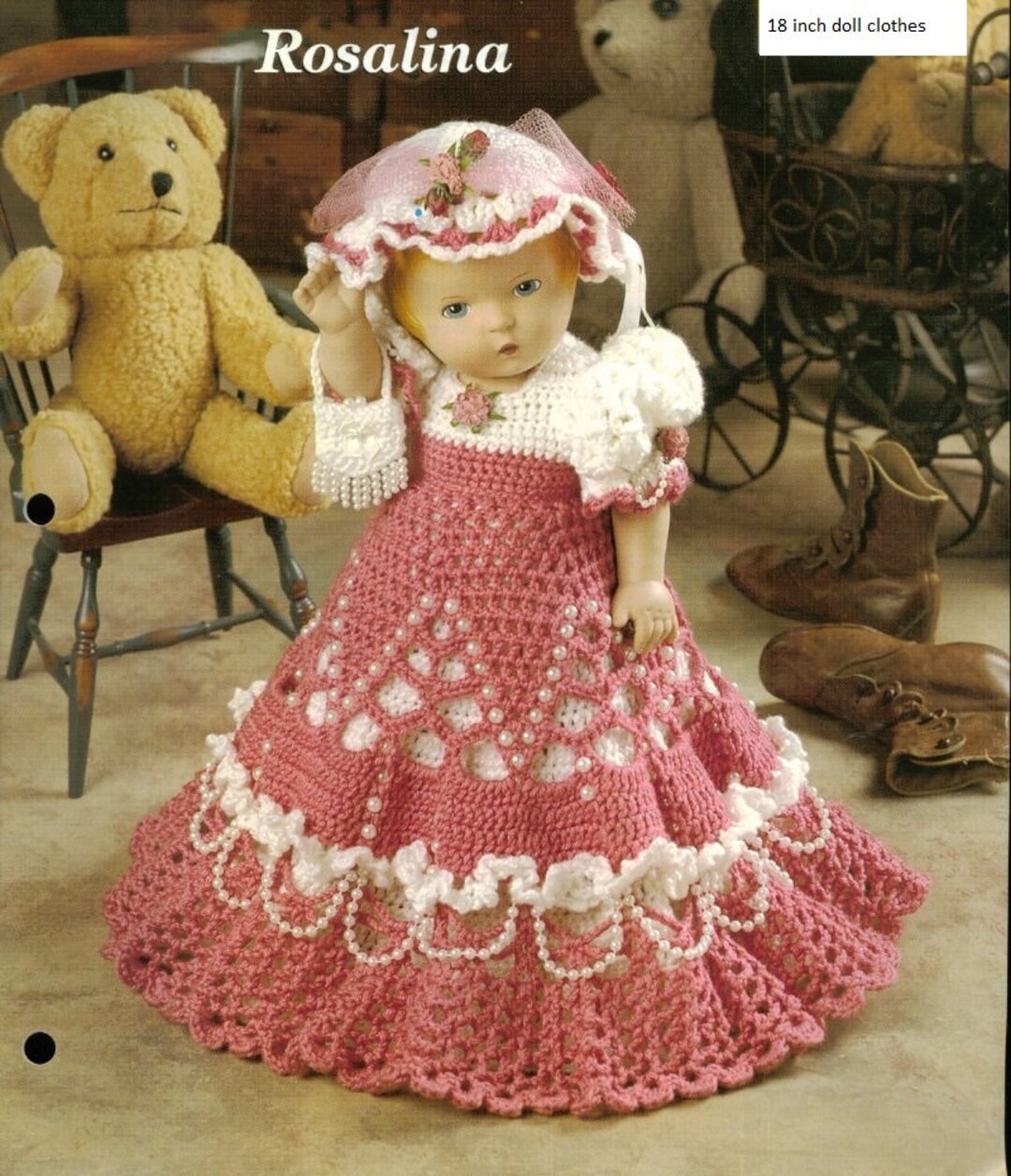 Crochet Pattern 18 Inch Doll Beautiful Rosalina Outfit Doll Clothes