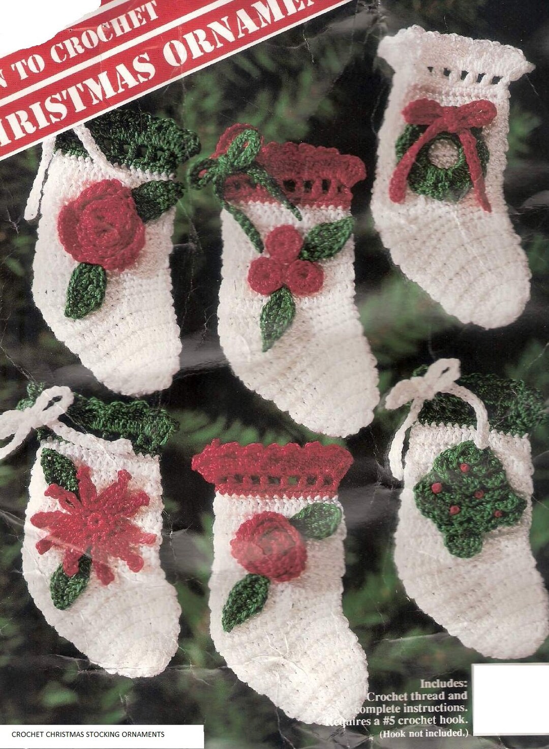 Vintage Crochet Christmas Stockings Ornaments Instant Download Crochet ...