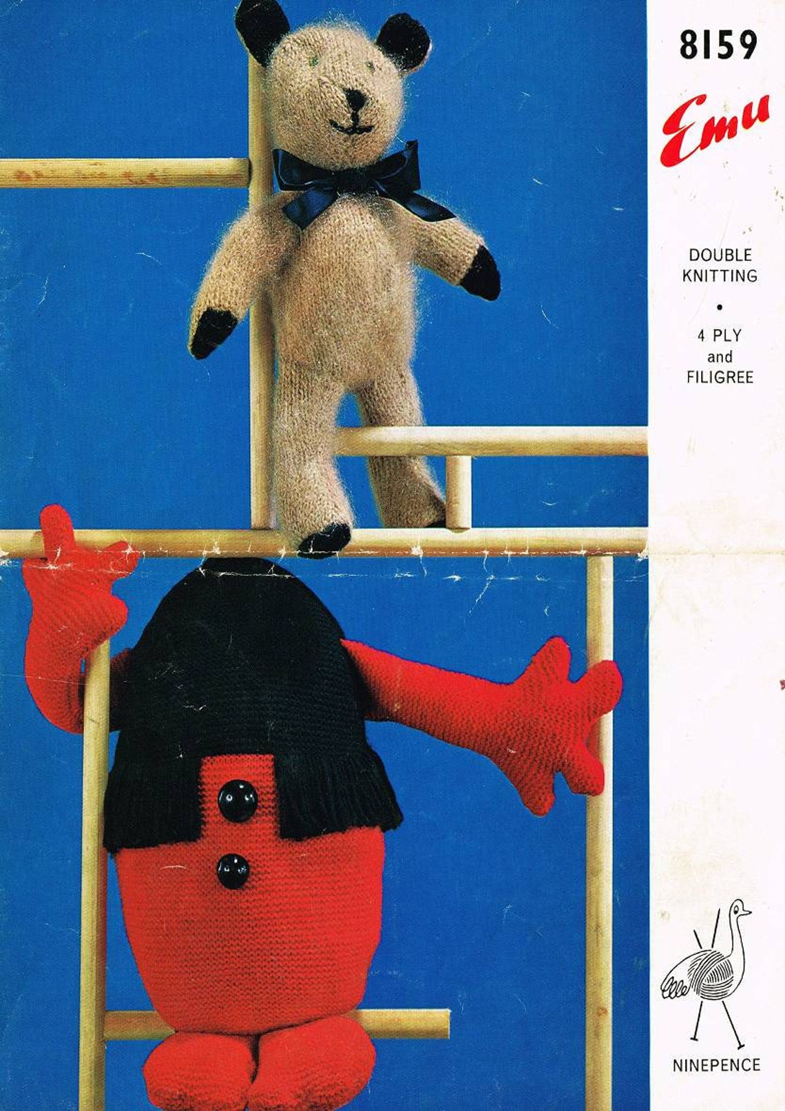 Emu Vintage Cute Gonk and Teddy Bear Toy Instant Download | Etsy