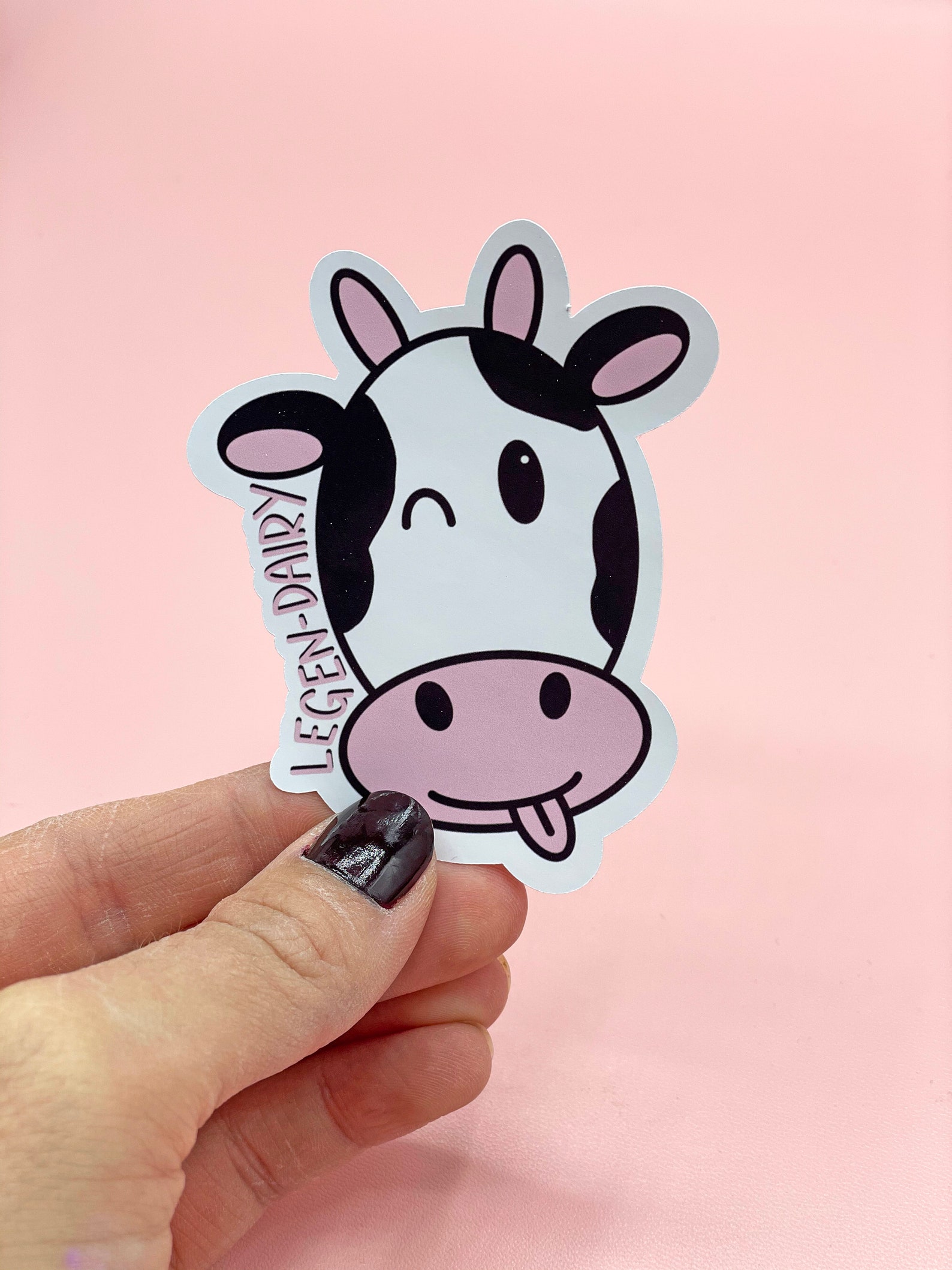 Cute winking cow sticker Legendairy sticker Cow sticker | Etsy
