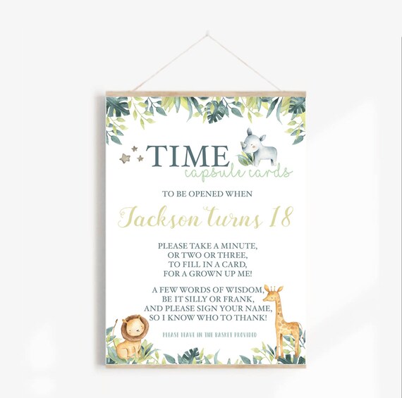 Personalised Safari Themed Time Capsule Sign Safari Time | Etsy
