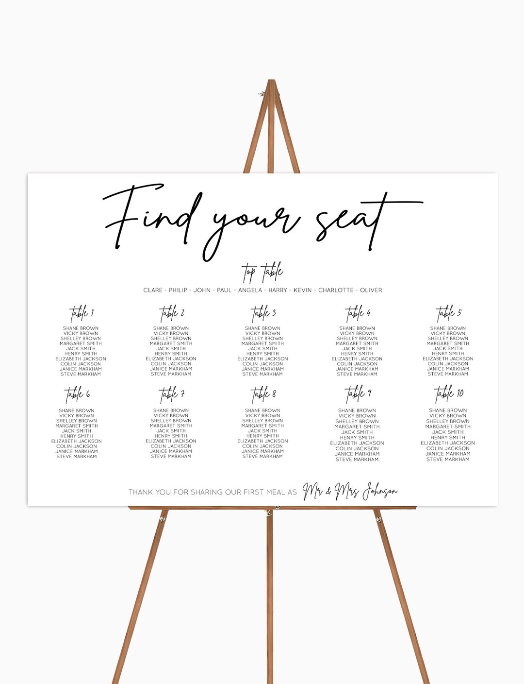 Simple Black & White Table Plan, Wedding Table Plan, Simple Table Plan ...